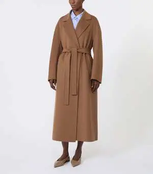 Max Mara Virgin Wool Wrap Coat - Beige