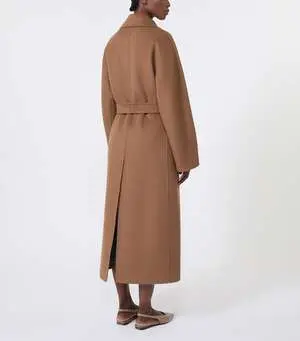 Max Mara Virgin Wool Wrap Coat - Beige