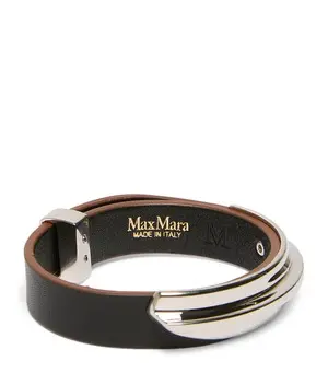 Max Mara Leather And Metal Cuff Bracelet - Black