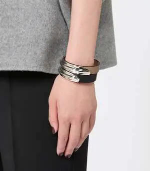 Max Mara Leather And Metal Cuff Bracelet