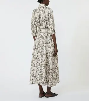 Max Mara Silk Sailboat Print Midi Dress