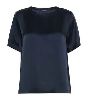 Max Mara Satin T-shirt - Navy