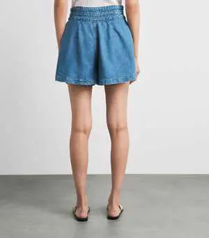 Paige Mathilda Wide-leg Denim Shorts With Tie Waist
