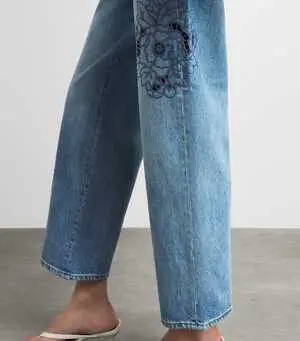 Paige Rylann Embroidered Straight Jeans