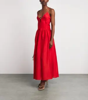 Tory Burch Linen-silk Maxi Dress - Red