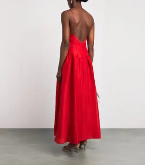 Tory Burch Linen-silk Maxi Dress - Red