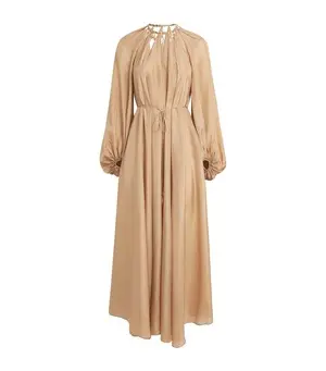 Zimmermann Mahon Silk Chain Detail Maxi Dress - Beige