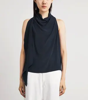 Rag & Bone Adela Silk Scarf Blouse - Blue