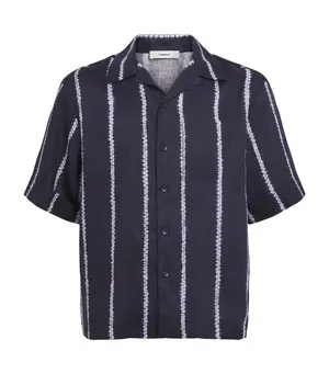 Commas Linen Shibori Stripe Shirt - Navy