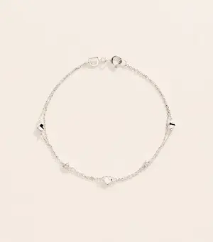 ASTRID & MIYU White Gold And Topaz Heart Charm Bracelet - Silver