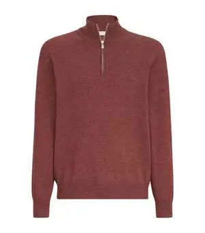 Brunello Cucinelli Cashmere Half-zip Sweater - Red