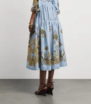 La DoubleJ Tiered Linen Midi Skirt