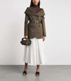 GANNI Wool Off-the-shoulder Belted Blazer