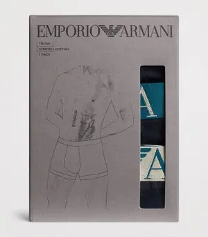 Emporio Armani Stretch-cotton Eagle Monogram Trunks