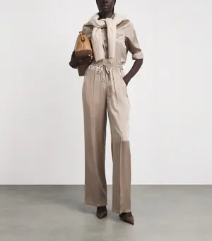 Kiton Silk Printed Pleated Trousers