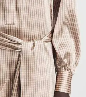 Kiton Silk Printed Maxi Shirt Dress