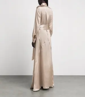 Kiton Silk Printed Maxi Shirt Dress