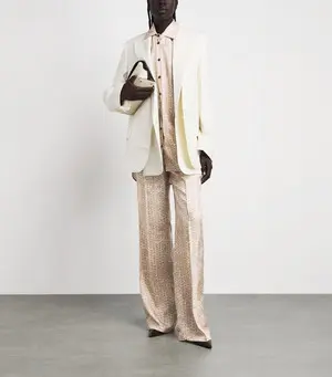 Kiton Silk Printed Pleated Drawstring Trousers