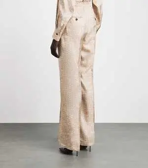Kiton Silk Printed Pleated Drawstring Trousers