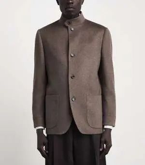 LARDINI Cashmere Jacket With Stand Collar