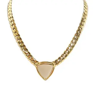 MADISON BEVERLY HILLS Vintage Goldtone Collar Necklace With Ivory Triangle Pendant - Gold