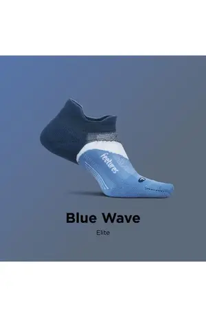 FEETURES Elite Light Cushion No Show Tab Athletic Ankle Socks Sport Sock With Targeted Compression - Blue Wave