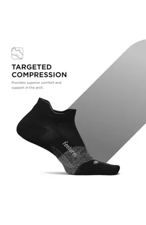 FEETURES Elite Light Cushion No-show Tab Athletic Ankle Socks - Deep Black