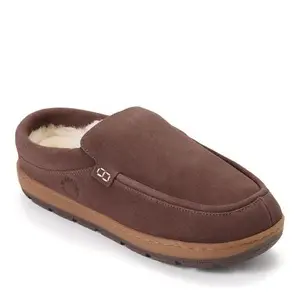 DEARFOAMS Fireside Melbourne Water-resistant Suede Shearling Clogs - Coffee
