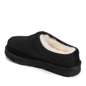 DEARFOAMS Fireside Greta Sport Knit Water Repellent Clog With Genuine Shearling - Black