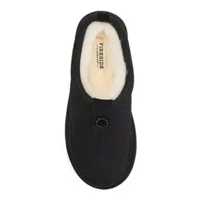 DEARFOAMS Fireside Greta Sport Knit Water Repellent Clog With Genuine Shearling - Black