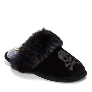 DEARFOAMS Halloween Velour Scuff Slippers Black