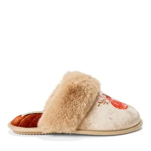 DEARFOAMS Halloween Velour Scuff Slippers - Latte
