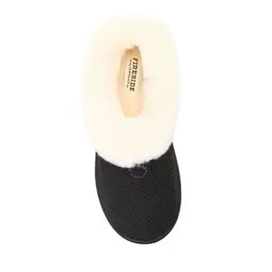 DEARFOAMS Fireside Adelaide Sport Knit Water Repellent Clogs With Genuine Australian Shearling - Black