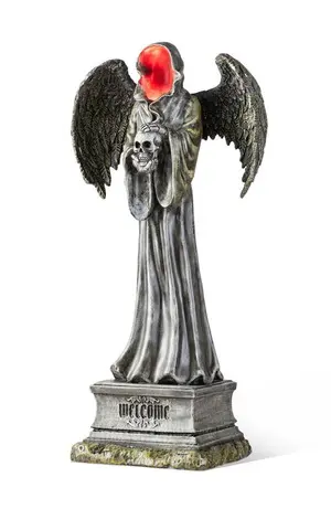 GLITZHOM 24"h Lighted Halloween Grim Reaper Resin Porch Decor With Timer - Black
