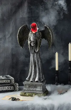 GLITZHOM 24"h Lighted Halloween Grim Reaper Resin Porch Decor With Timer