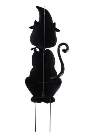 GLITZHOME Halloween Metal Cat Dog Or Cow Yard Stakes - Black