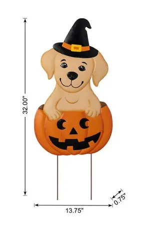 GLITZHOME Halloween Metal Cat Dog Or Cow Yard Stakes - Brown