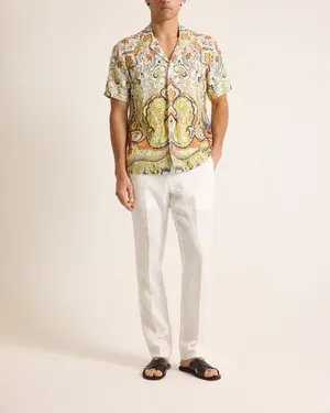 Orlebar Brown Maitan Linen Relaxed Fit Linen Fairground Shirt - Multi/vermillion