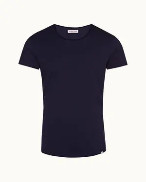 Orlebar Brown Ob T Mercerised Tailored Fit Crew Neck Cotton T-shirt - Navy