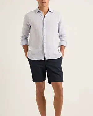 Orlebar Brown Justin Lino Relaxed Fit Classic Collar Italian Linen Shirt - Hush