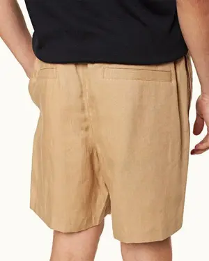 Orlebar Brown Alex Linen Relaxed Fit Drawcord Shorts - Biscuit