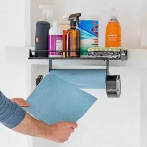 STOREYOUR Quick Clean Paper Towel Holder And Wall Shelf - Black