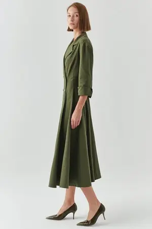 EXQUISE Estelle Jacket Collar Pocketed Dress - Cherry