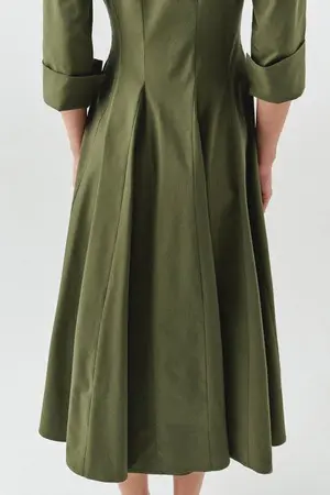 EXQUISE Estelle Jacket Collar Pocketed Dress - Cherry