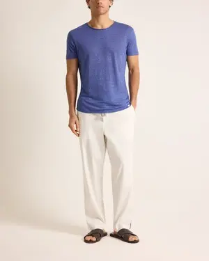Orlebar Brown Ob T Linen Tailored Fit Crewneck T-shirt - Nightfall Blue