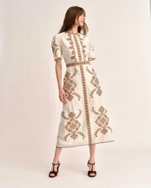 CARTOLINA Bobbi Embroidered Midi Dress