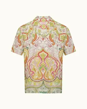 Orlebar Brown Maitan Linen Relaxed Fit Linen Fairground Shirt - Multi/pink
