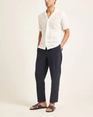 Orlebar Brown Alex Relaxed Fit Italian Linen Drawcord Trousers - Night Iris