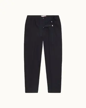 Orlebar Brown Alex Relaxed Fit Italian Linen Drawcord Trousers - Night Iris
