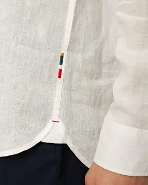 Orlebar Brown Justin Lino Relaxed Fit Classic Collar Italian Linen Shirt - White